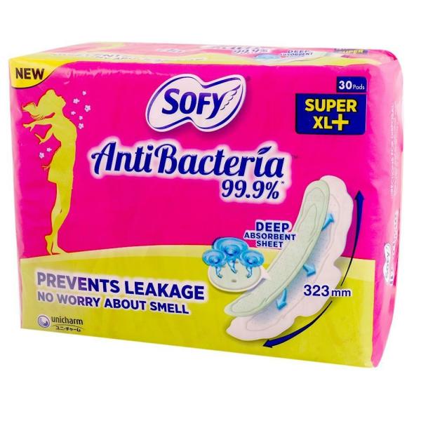Sofy Anti Bacteria Sanitary Napkin with Wings (XL+) 30 pads - JioMart