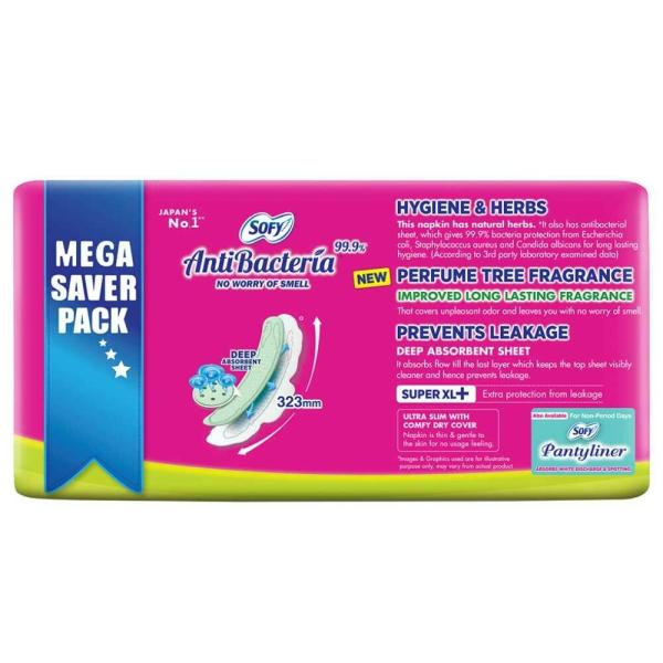 Sofy Anti Bacteria Sanitary Napkin (Super XL+) 44 pads - JioMart