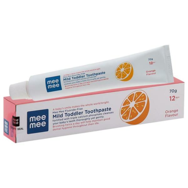 Mee Mee Fluoride-Free Orange Flavour Mild Toddler Toothpaste (12 Months ...