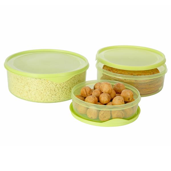 All Time Dura Fresh Green Plastic Container 1+2+3 L (3 pcs) - JioMart