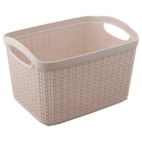 All Time Cresta Knit Cream Plastic Rectangular Laundry Basket 6.5 L ...
