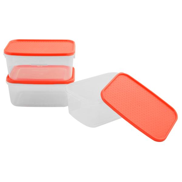 All Time Polka Red Rectangular Plastic Container 1 L (Set of 3) - JioMart