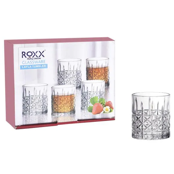 Roxx Layla Glass Tumbler 230 ml (Set of 6) - JioMart