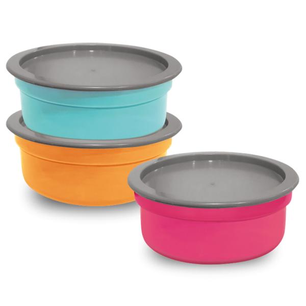 Asian Dynamic Air Seal Multicolour Plastic Food Container 600 ml (Set ...