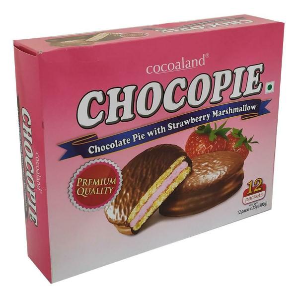 Cocoaland Strawberry Chocopie Wafer Chocolate with Marshmallow 300 g ...