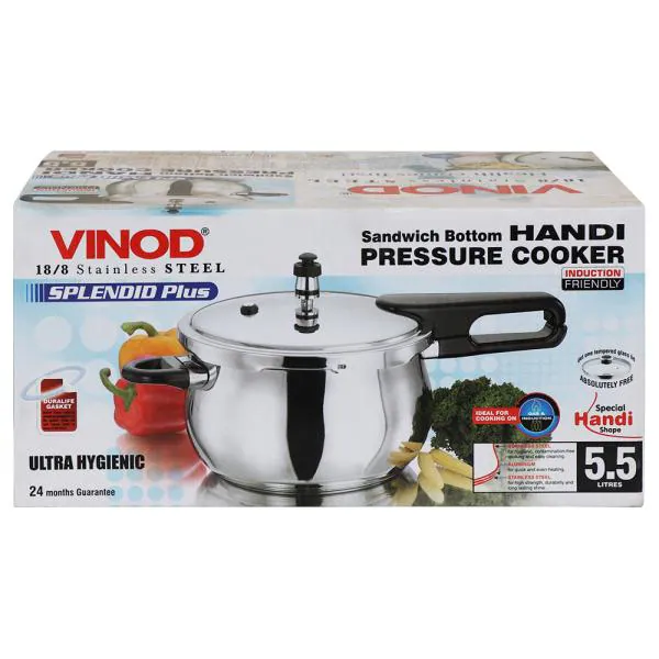 Vinod Round SAS Pressure Cooker 5.5 L with Outer Lid - JioMart