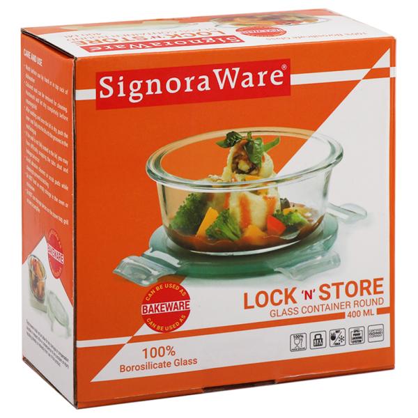 Signoraware Lock N Store Transparent Round Glass Container 400 ml - JioMart