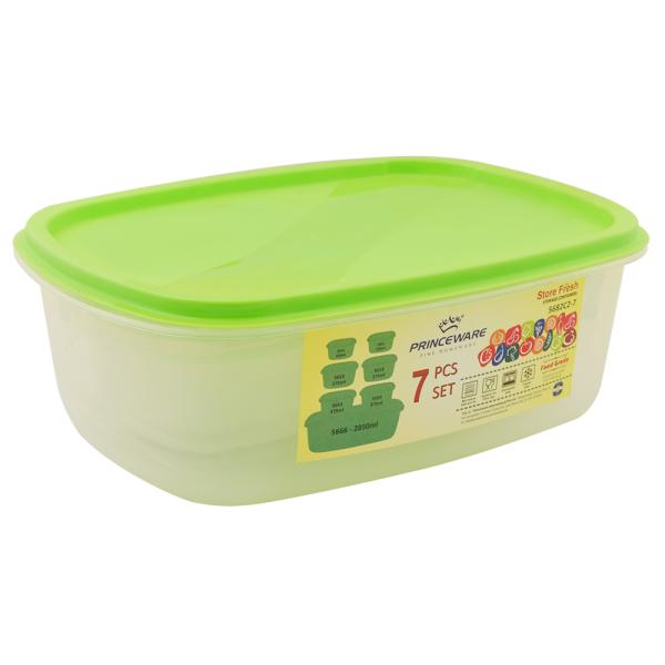 Princeware Store Fresh Green Rectangular Plastic Container Set (7 pcs ...