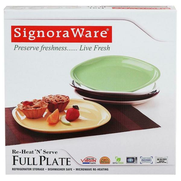 SignoraWare White Square Plastic Full Plate 27.2 cm (Set of 3) - JioMart
