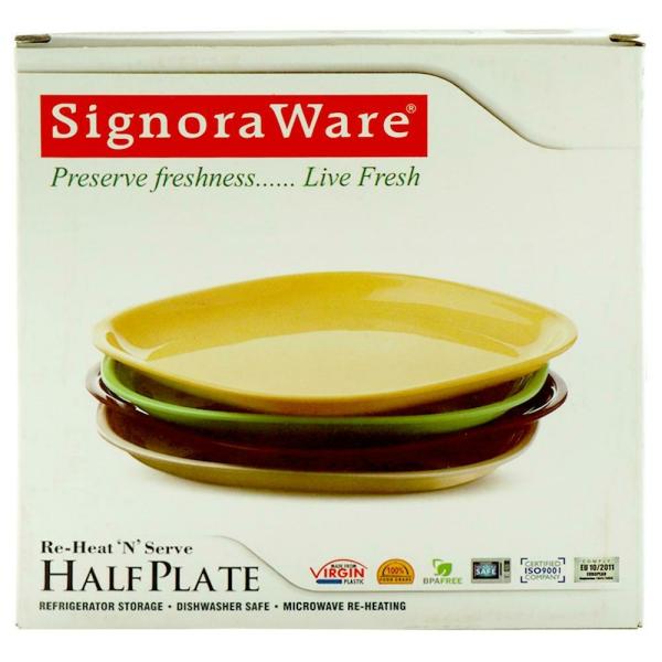 SignoraWare Lemon Yellow Square Plastic Half Plate 20.5 cm (Set of 3 ...