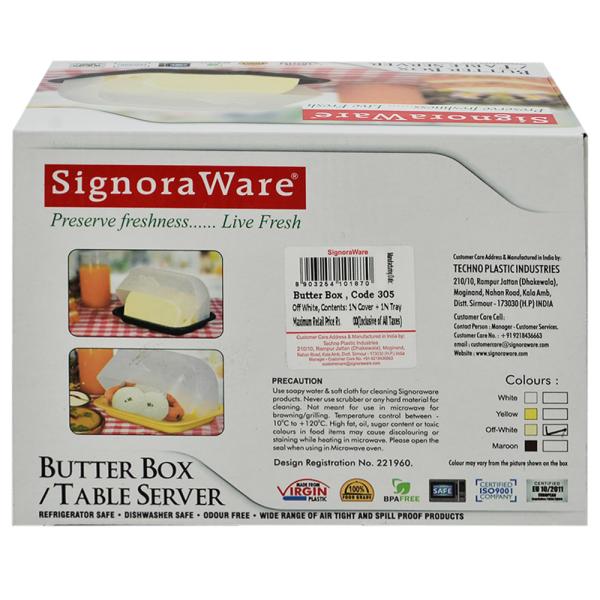 Signoraware Off-White Rectangular Plastic Butter Box 18x10 cm - JioMart