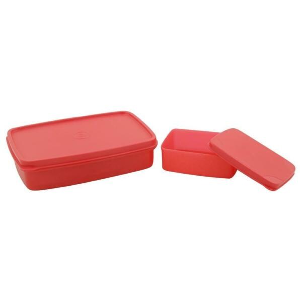 Signoraware Compact Red Rectangle Plastic Lunch Box 550+150 ml with Bag ...