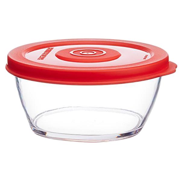 Signoraware Crystal Clear Deep Red Round Glass Container with Seal 280 ...