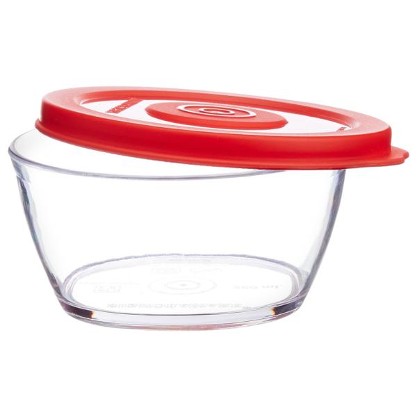 Signoraware Crystal Clear Deep Red Round Glass Container with Seal 280 ...