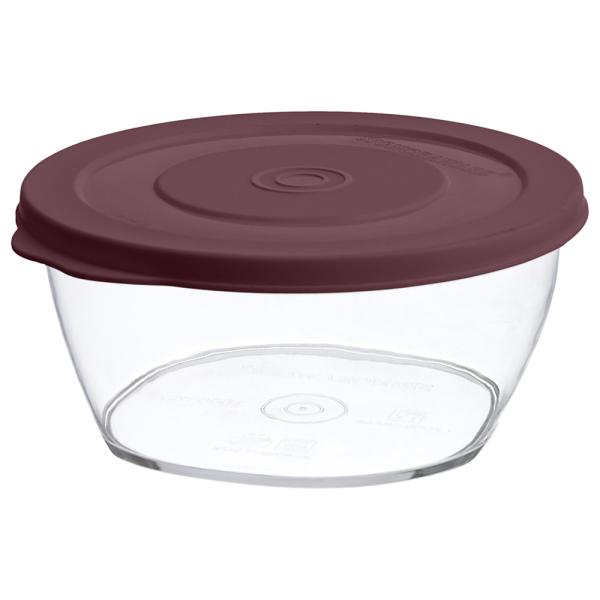 Signoraware Crystal Clear Maroon Round Glass Container with Seal 1 L ...