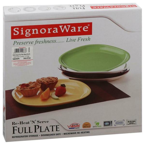 SignoraWare Circle Scapes Round Plastic Full Plate 27 cm (Set of 3 ...