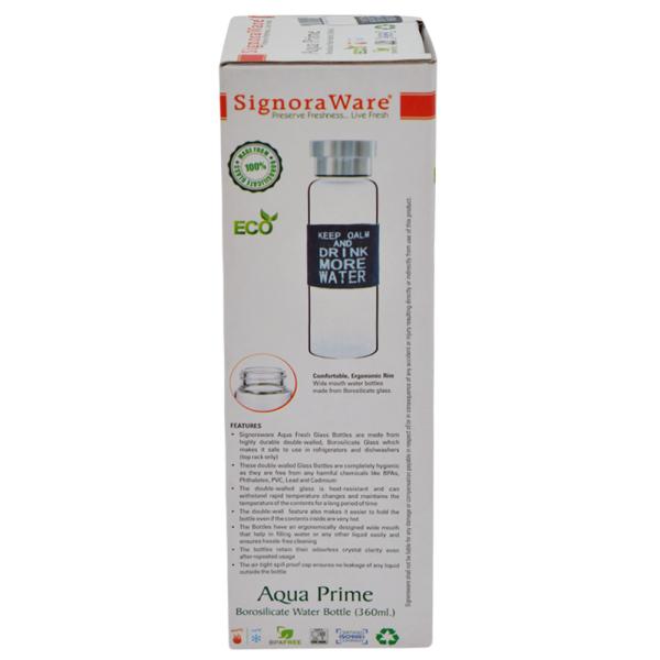 Signoraware Aqua Prime Cylindrical Glass Bottle 360 ml - JioMart
