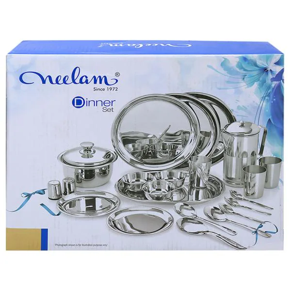 Neelam Steel Dinner Set (36 pcs) - JioMart