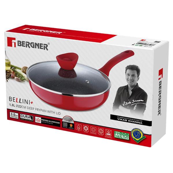 Bergner Bellini Plus Induction Base Aluminium Frying Pan with Glass Lid ...