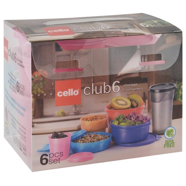 Cello Max Fresh Club Pink Round Plastic Container Set (6 pcs) - JioMart