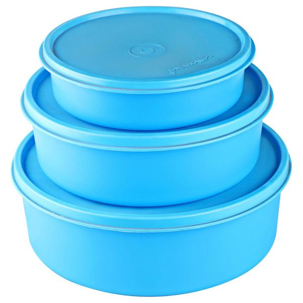 Cello Max Fresh Universal Blue Round Plastic Container (3 pcs) - JioMart