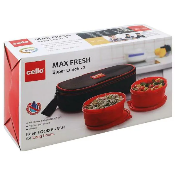 Cello Max Fresh Super Blue Round Plastic Lunch Box 300 ml (Set of 2 ...