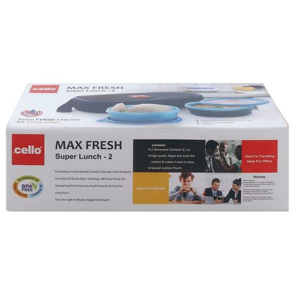 Cello Max Fresh Super Blue Round Plastic Lunch Box 300 ml (Set of 2 ...