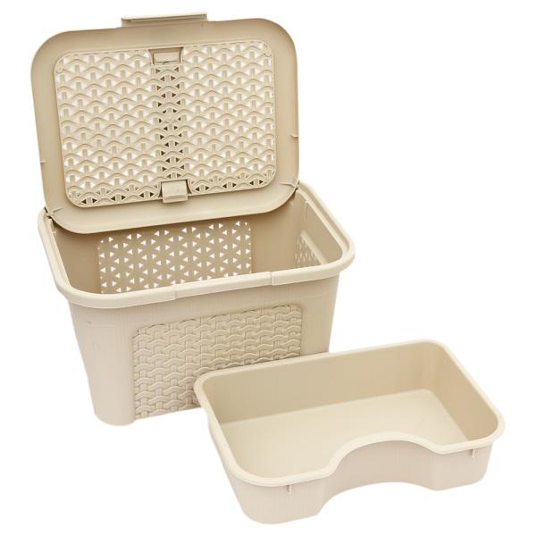 Jaypee Plus Karma Beige Plastic Basket with Cover 27 x 17.50 x 15.50 cm ...