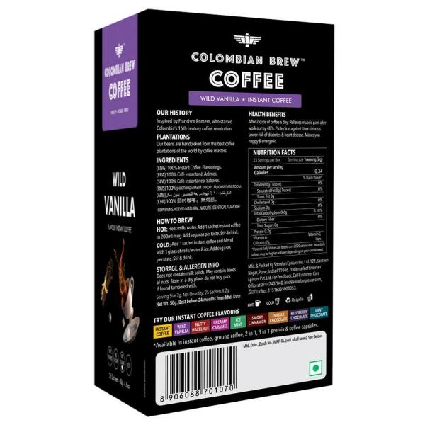 Colombian Brew Vanilla Instant Coffee Powder 50 g - JioMart
