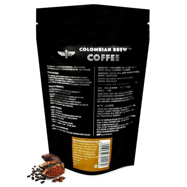 Columbia Brew Double Chocolate Mocha Instant Coffee 50 g - JioMart