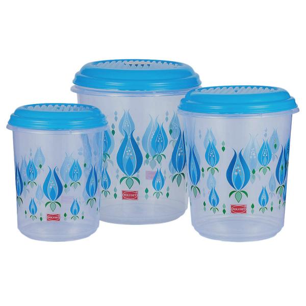 Polyset Galaxy Blue Round Plastic Container 1+ 2+ 3 L (3 pcs) - JioMart