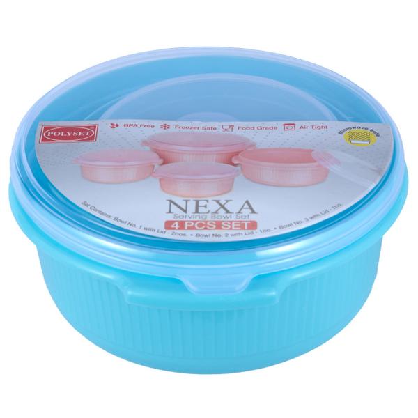 Polyset Nexa Blue Plastic Serving Bowl with Lid (Set of 4) - JioMart