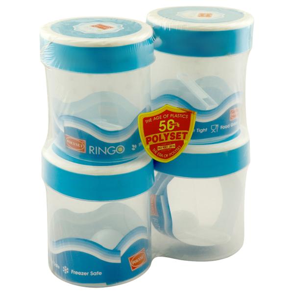 Polyset Ringo Blue Round Plastic Container 500 ml (Set of 4) - JioMart