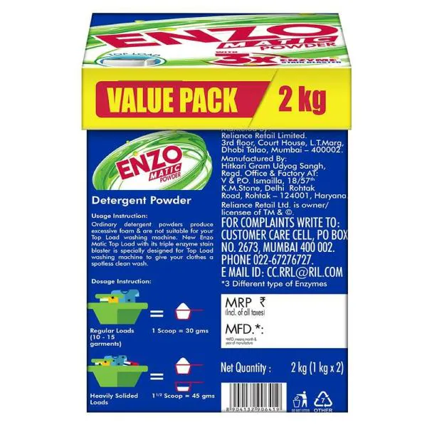 Enzo Matic Top Load Detergent Powder 2 kg - JioMart