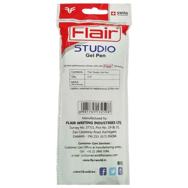 Flair Studio Blue Gel Pen (Pack of 5) - JioMart