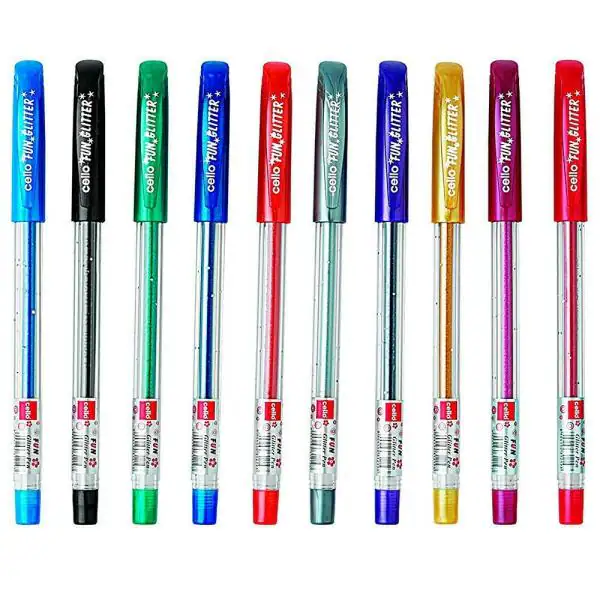 Bic Cello Multicolour Geltech Fun Glitter Gel Pen (Pack of 10) - JioMart