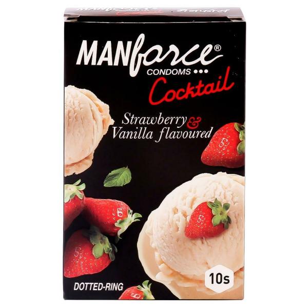 Manforce Cocktail Strawberry & Vanilla Flavoured Condoms 10 pcs - JioMart