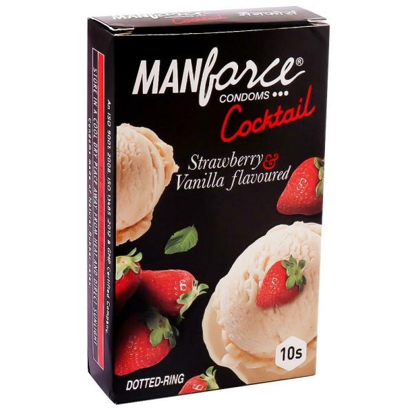 Manforce Cocktail Strawberry & Vanilla Flavoured Condoms 10 pcs - JioMart