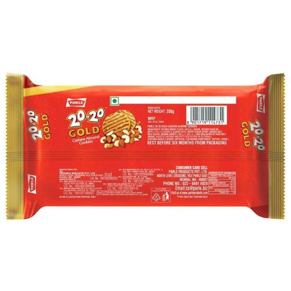 Parle 2020 Gold Cashew Almond Cookies 200 g - JioMart