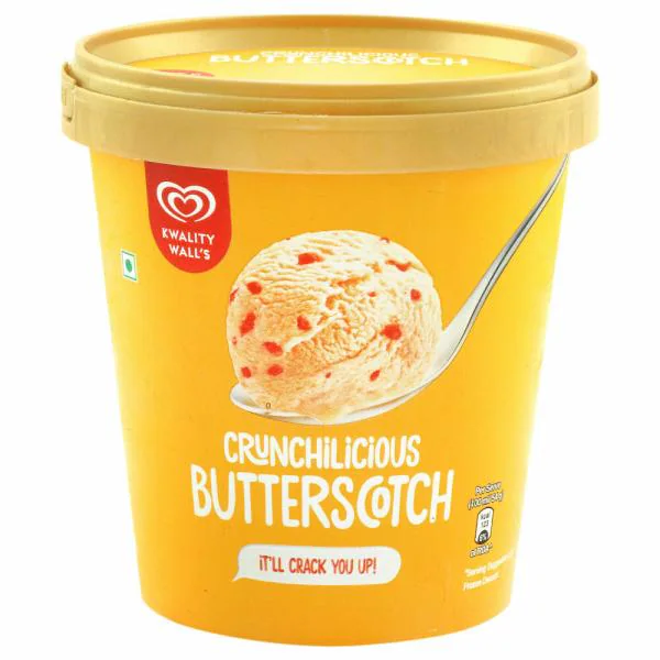 Kwality Wall's Crunchilicious Butterscotch Ice Cream 700 ml (Tub) - JioMart