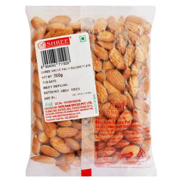 Shree Value Pack Plain Badam 200 g - JioMart