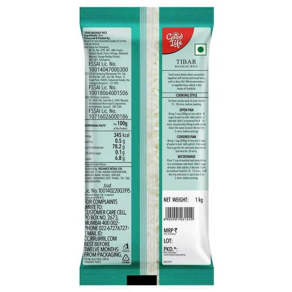Good Life Tibar Basmati Rice 1 kg - JioMart
