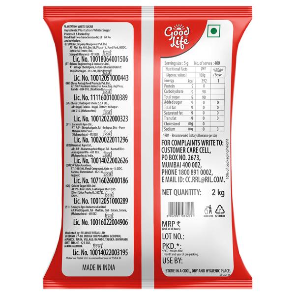 Good Life Pure Crystal Sugar (M) 2 kg - JioMart
