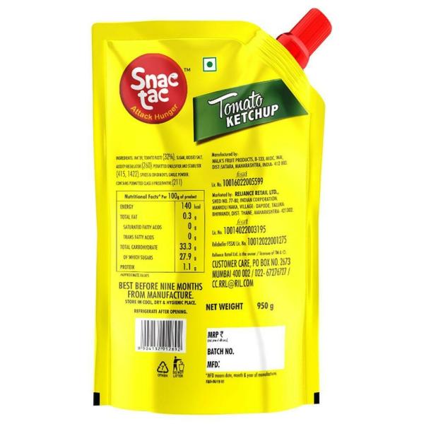 Snac tac Tomato Ketchup 950 g - JioMart