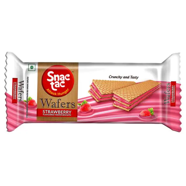 Snac tac Strawberry Flavoured Wafer Biscuits 75 g - JioMart