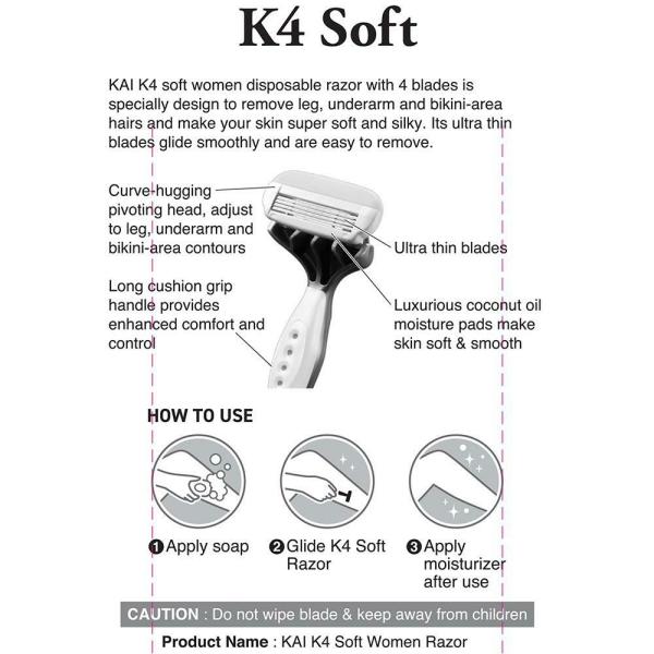 Kai K4 Soft Purple 4 Blade Women Razor - JioMart