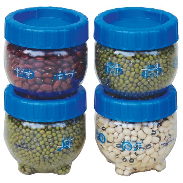 Princeware Stack N Lock Assorted Colour Plastic Jar Set 250 ml (4 pcs ...