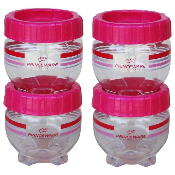 Princeware Stack N Lock Assorted Colour Plastic Jar Set 250 ml (4 pcs ...