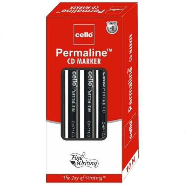 Bic Cello Permaline Black CD Marker Pen (Pack of 10) - JioMart