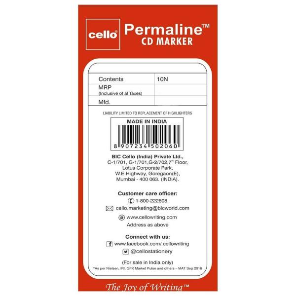 Bic Cello Permaline Black CD Marker Pen (Pack of 10) - JioMart
